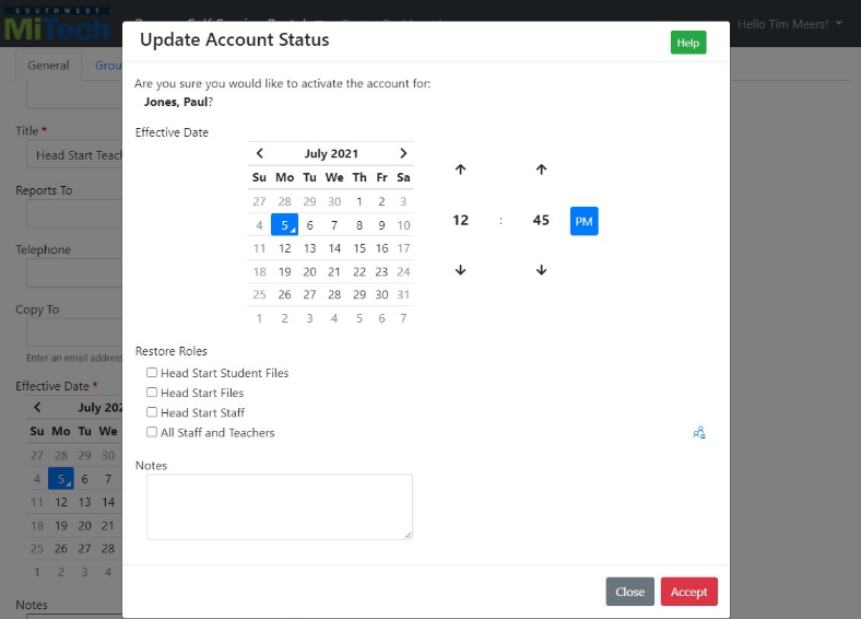 Help - Account Status - SWMiTech Bravo